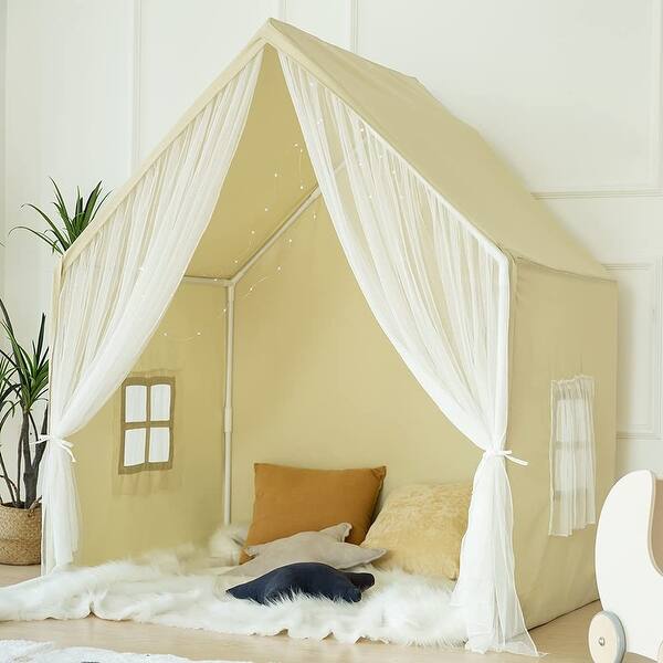 Indoor Large Playhouse Tent for Girls Boys, Play Cottage (Natural ...