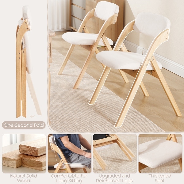 HOMYKA Padded Folding Chair Portable Wooden Dining Chairs Set of 2 On Sale Bed Bath Beyond 40901835