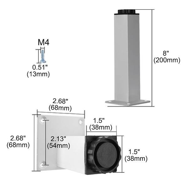 8 Inch Furniture Legs Aluminium Alloy Sofa Couch Table Wardrobe Worktop ...