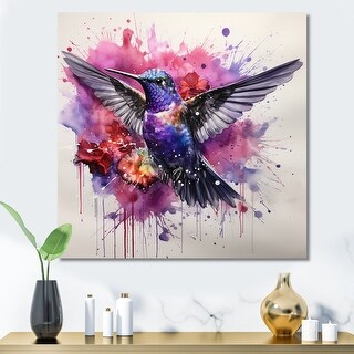 Designart "Hummingbird Fluttering Jewel" Hummingbird Pink Wall Decor ...
