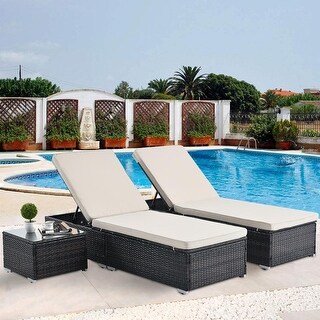3pics Outdoor paito swimming pool lounge chair set,with PE rattan ...