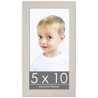 5x10 Traditional White Washed Complete Wood Picture Frame with UV ...