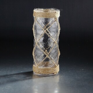 11.5" Translucent Cylindrical Glass with Rope Design Flower Vase - Bed ...