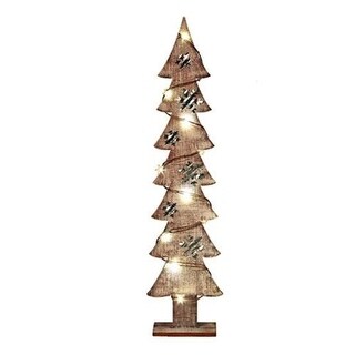 Lg Wood/Galvanized Snowflake Tree w/LED Light - 29" high by 6.5" wide ...