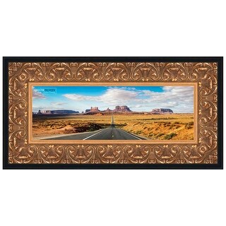 40x14 Ornate Gold Complete Wood Panoramic Frame with UV Acrylic, Foam ...