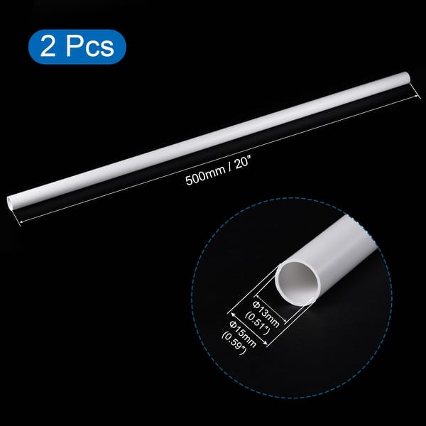 PVC Pipe Round Rigid Plastic Tube 13mm ID 15mm OD 500mm White 2 Pack ...
