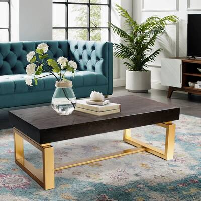 Genzi Modern Solid Wood Accent Rectangle Coffee Table Sheld Legs Sofa ...
