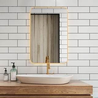 Wall-mounted metal frame high-definition mirror - Gold - Bed Bath ...