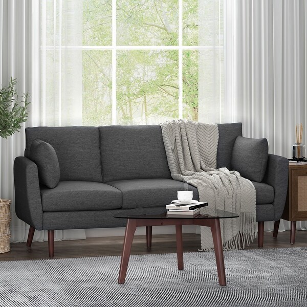 Fabric 3 Seat Couch Small Charcoal Modern Comfy Small Sofa