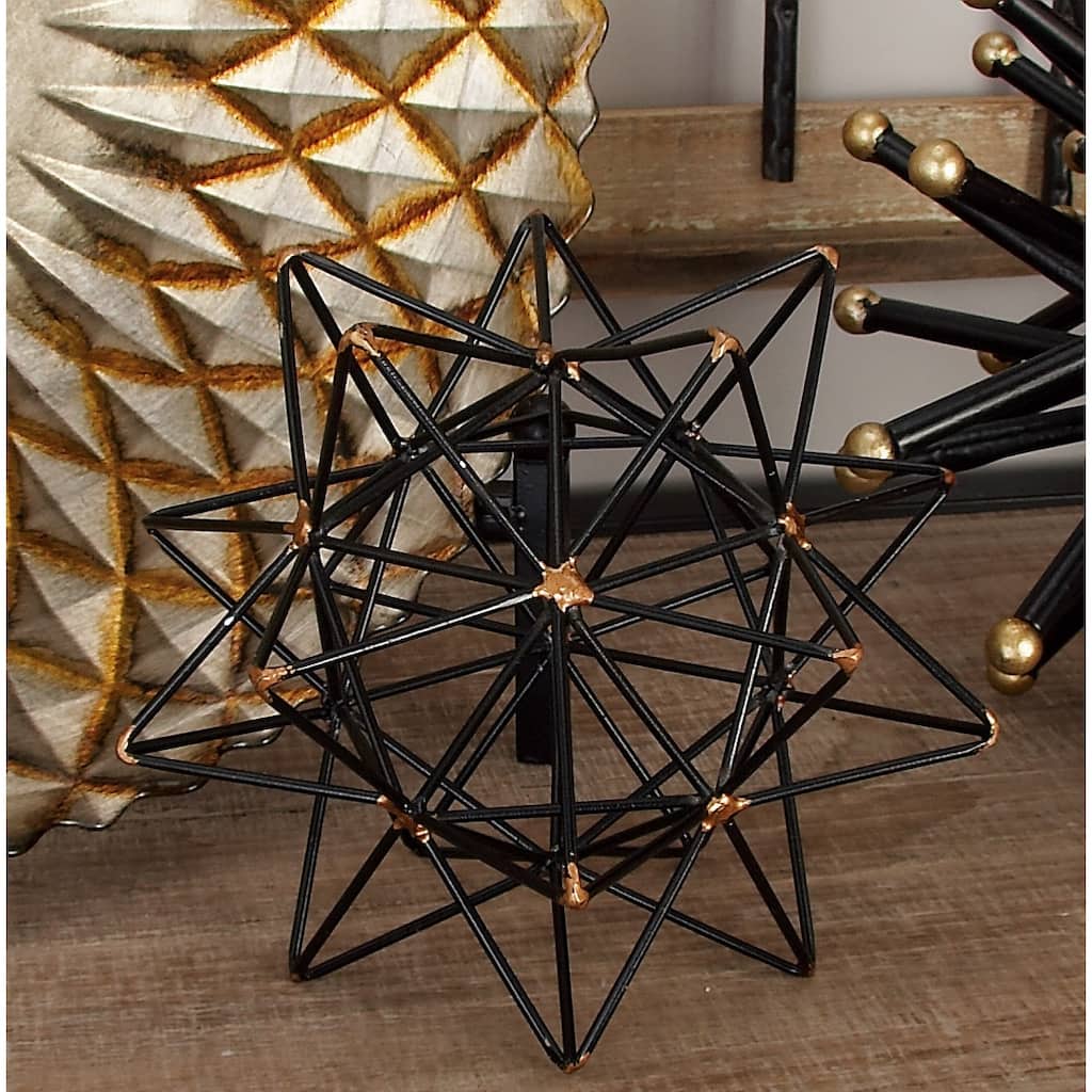 Black Metal Geometric Decorative Sculpture with Gold Accents ...