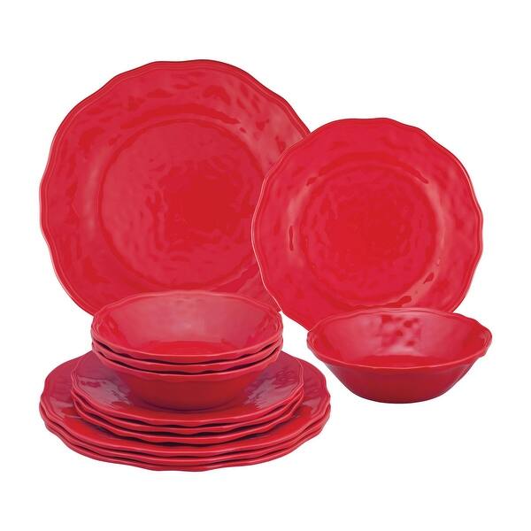 UPware 12-Piece Melamine Dinnerware Set, Includes Dinner Plates, Salad ...
