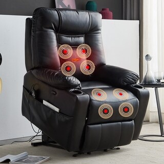 Electric Power Lift Recliners, Faux Leather Recliner with Vibration ...