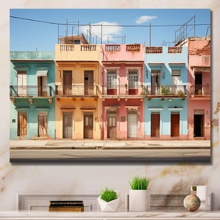 Designart "Colorful Cuba Facades I" Architecture Canvas Wall Art - Bed ...