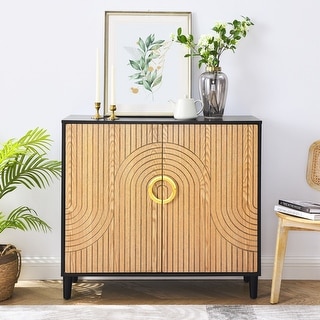 Elegant and Functional 4-Door Rattan Decorative Storage Cabinet,for ...