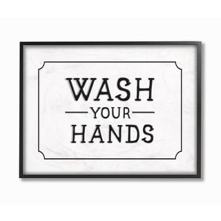 Stupell Wash Your Hands Black and White Typography Framed Wall Art ...