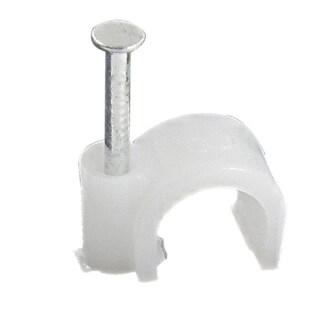 60 Pcs 9/32" Circle Cable Clips Wall Fastener w Nail - White - Bed Bath ...