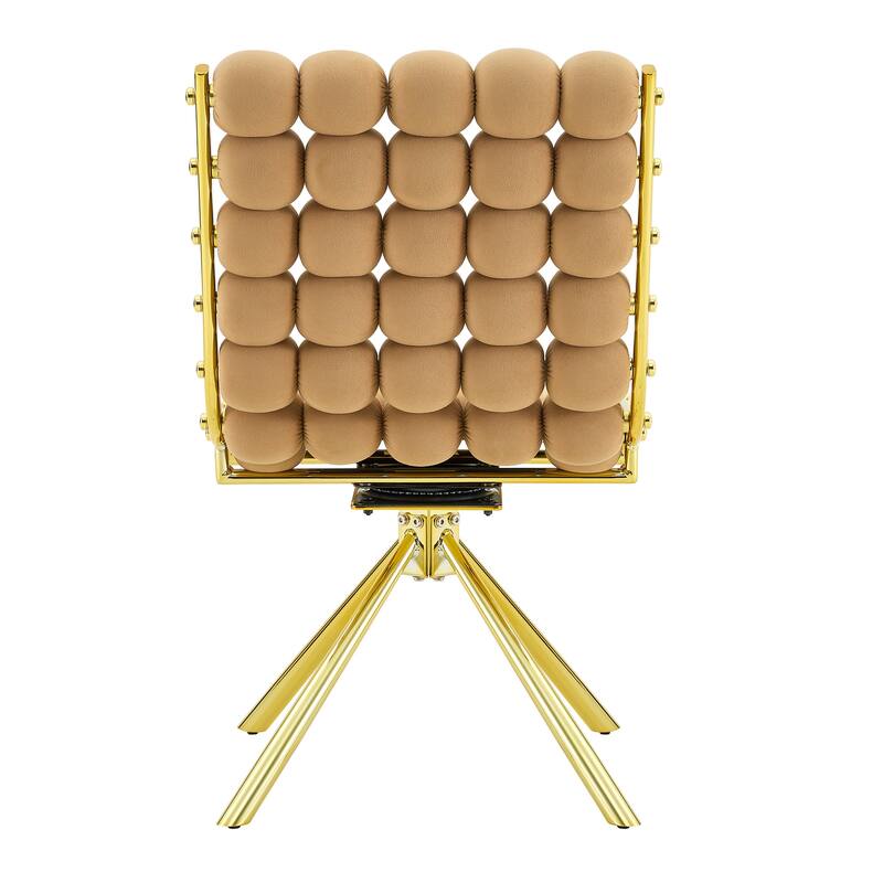 Modern Bubble Tufted Accent Chair, Plush Velvet Swivel Chair with Gold ...