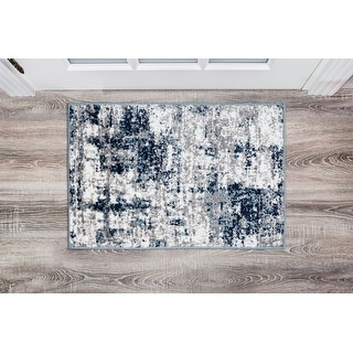 Ridley Abstract Gray/ Blue Area Rug - Bed Bath & Beyond - 33931553