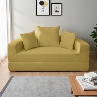 Corduroy Convertible Futon Sofa with Circular Bed Function and Boneless ...