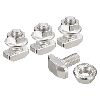 T Slot Drop-in Bolt & M6 Hexagon Flange Nut Set, 10 Sets for 30 Series ...