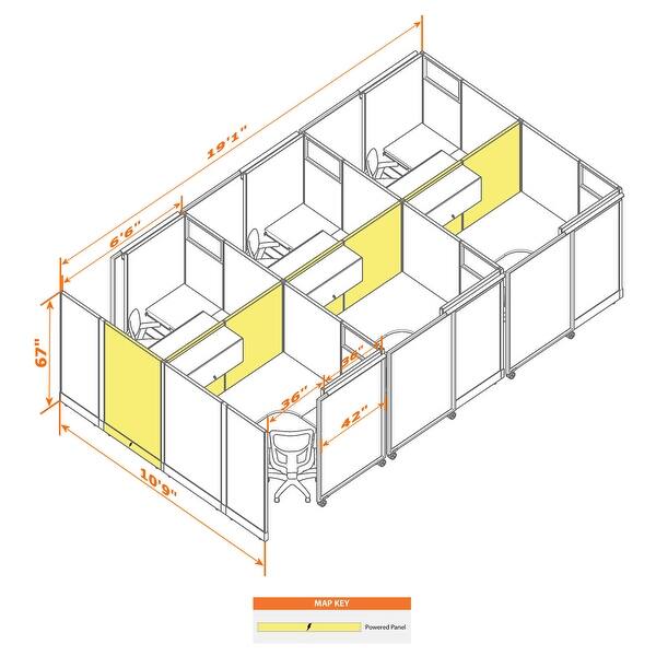 Cubicle with Sliding Door 67H 6pack Cluster - Bed Bath & Beyond - 34508393