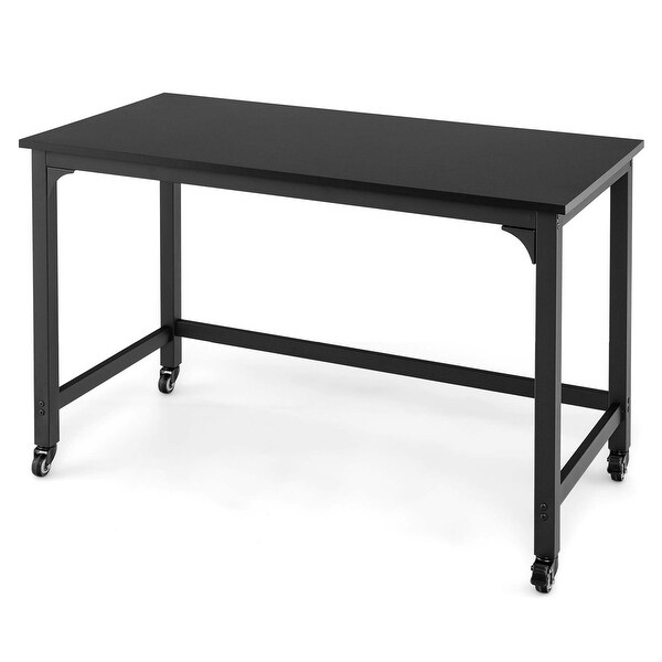 Costway Rolling Computer Desk Wood Top Metal Frame Laptop Table Study Bed Bath Beyond 26049390