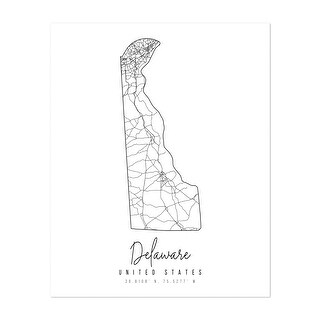 Delaware Delaware Minimal Street Map Maps Art Print/Poster - Bed Bath ...