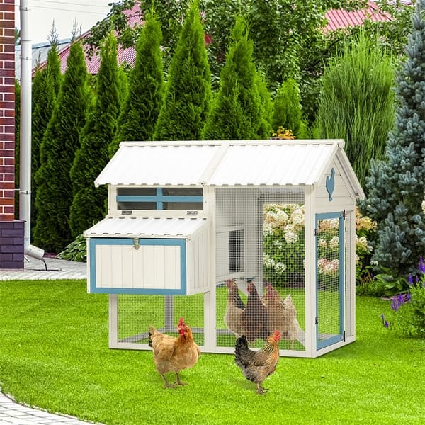 Outdoor Chicken Coop With Waterproof Pvc Roof And Removable Bottom ...