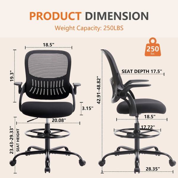 Office Chair Ergonomic High Desk Chair with Flip-up Armrests - Bed Bath ...