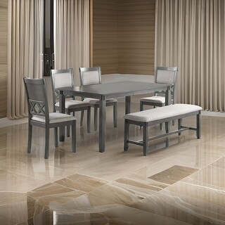 Natali 6 Piece Dining Set with Table, 4 Chairs and Bench, Foam Filled ...