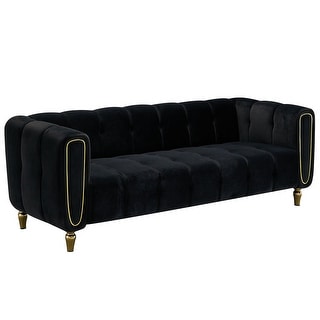 Streamlined Sleeper Loveseat Settee Tufting Black Low Back Reclin Sofa ...