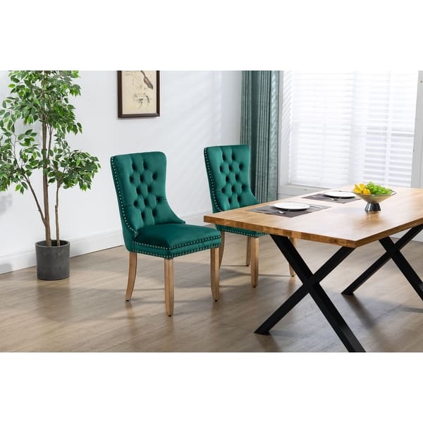 Upholstered Button Tufted Back Chair with Nailhead Trim 2 Sets - Bed ...