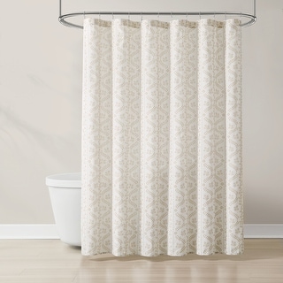 Lush Decor Doreen Delicate Floral Linen Textured Shower Curtain - Bed Bath & Beyond - 42042974