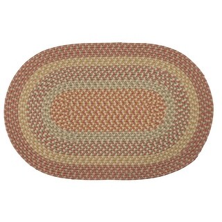 Red and Beige Border Handcrafted Reversible Oval Door Mat 40" x 60 ...