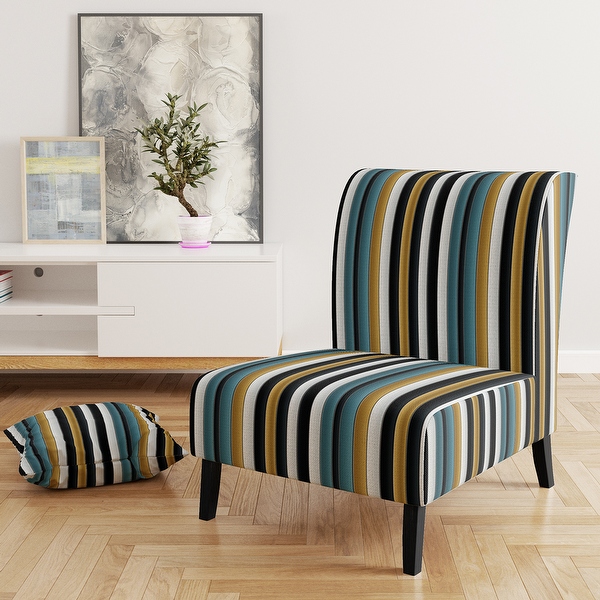 Designart Green And Gold Classic Pinstripe Pattern Upholstered Striped Accent Chair and Modern Contemporary Arm Chair On Sale Bed Bath Beyond 40030249