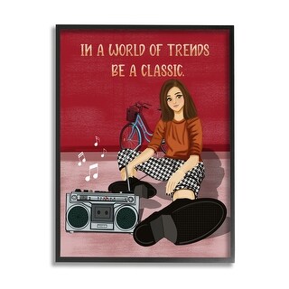 Stupell Motivational Girl with Boombox Framed Giclee Art Design by Saba ...