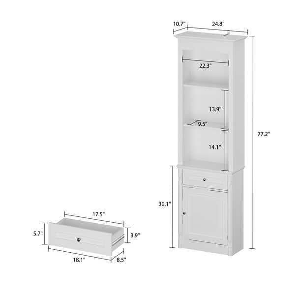 Media Wall Unit w/Spacious Storage White TV Stand Wall Storage Combo ...