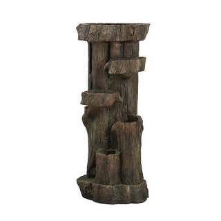 Rustic Decorative Tree Trunk 5 Tier Water Fountain, w/ Light and Pump ...