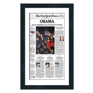 Black Newspaper Frame with Mat Made to Display Media Measuring 11x22 ...