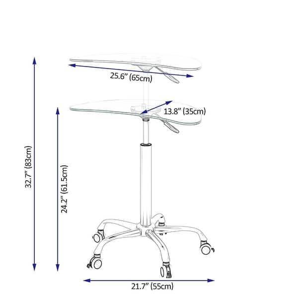 Adjustable Height Tempered Glass Table Desk Table Lockable Wheel - Bed ...