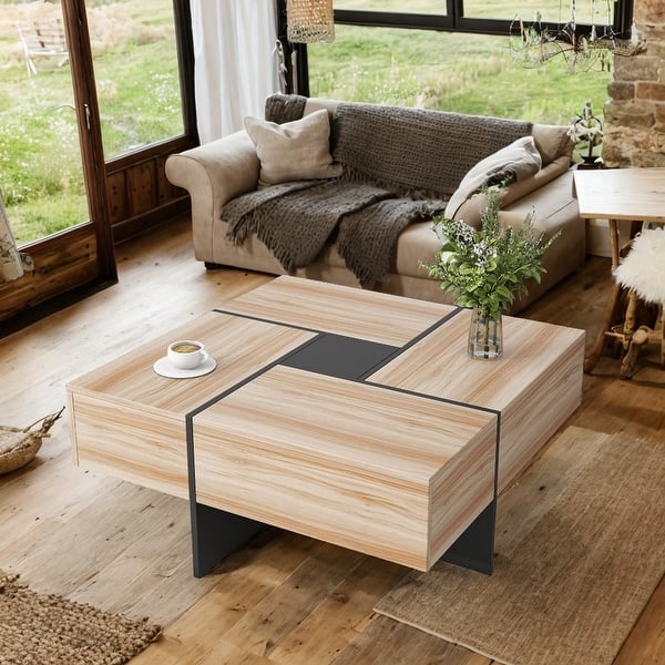 Extendable Sliding Tabletop Coffee Table, Brown - Bed Bath & Beyond ...