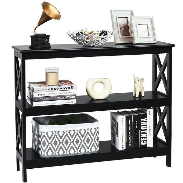 3 Tiers Entryway Hallway Console Table Bookshelf TV Stand Sofa Side ...