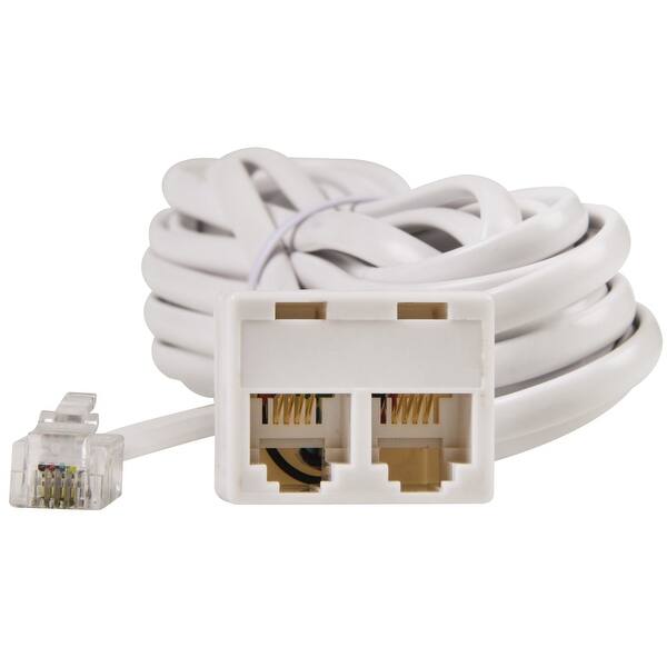 145.66 in. Unique White Phone Extension Cord in Plastic American ...