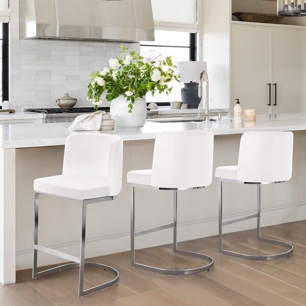 Set of 2 Contemporary Round High Bar Stools - 30" Height, Perfect for ...