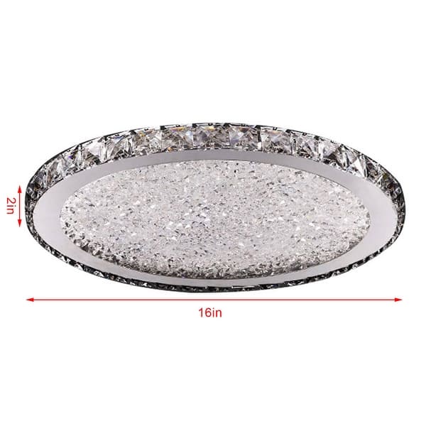 16 Inch Modern Round Crystal LED Flush Mount Ceiling Light - D16xH2 ...