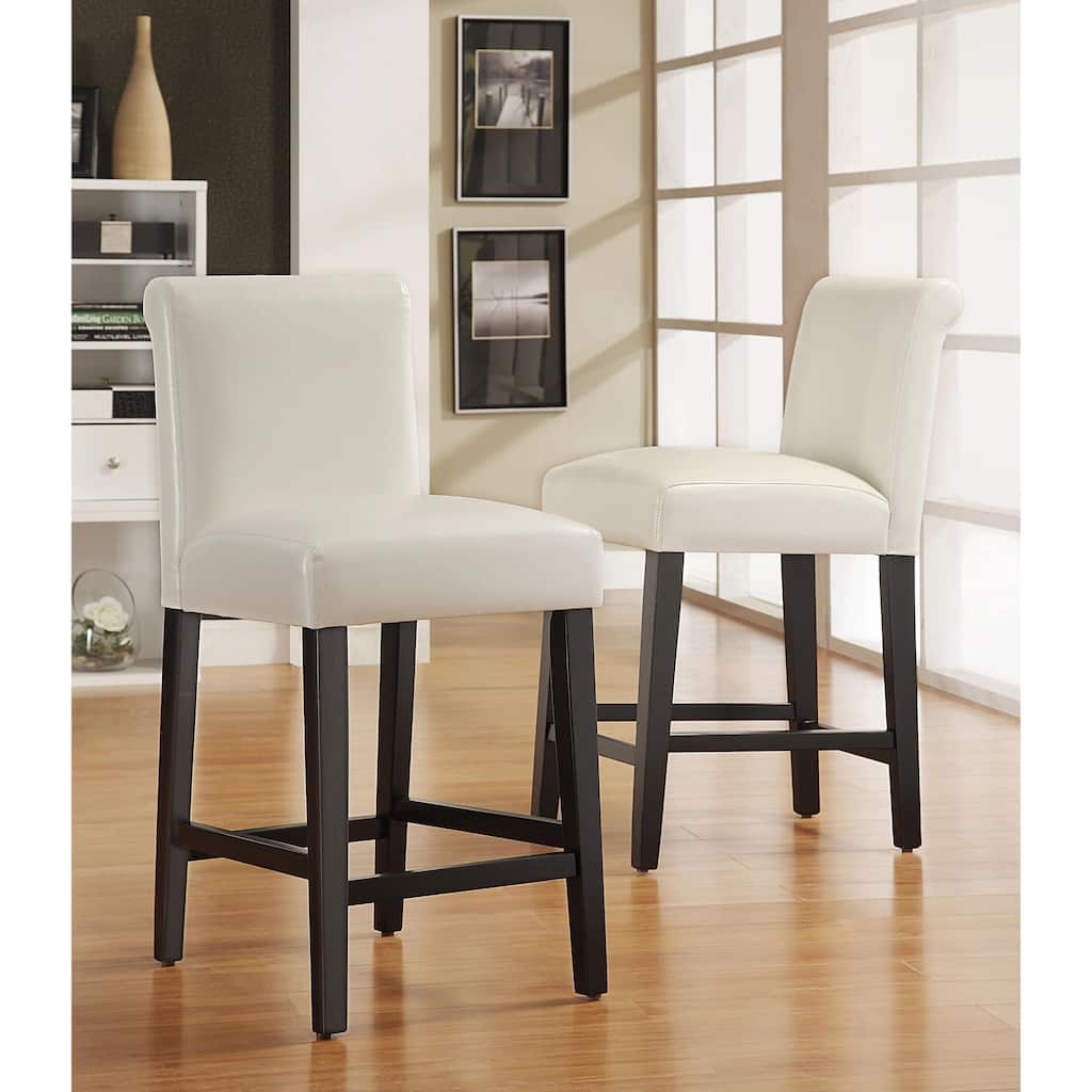 Bennett White Faux Leather 29-inch High Back Bar Stools (Set of 2) by ...