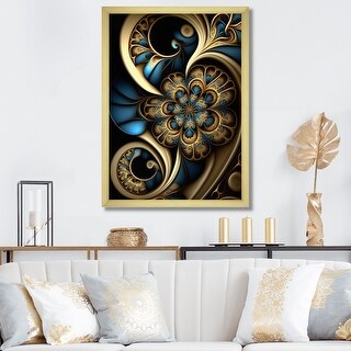 Designart "Fractal Flower In Retro Gold And Dark Teal I" Fractals ...