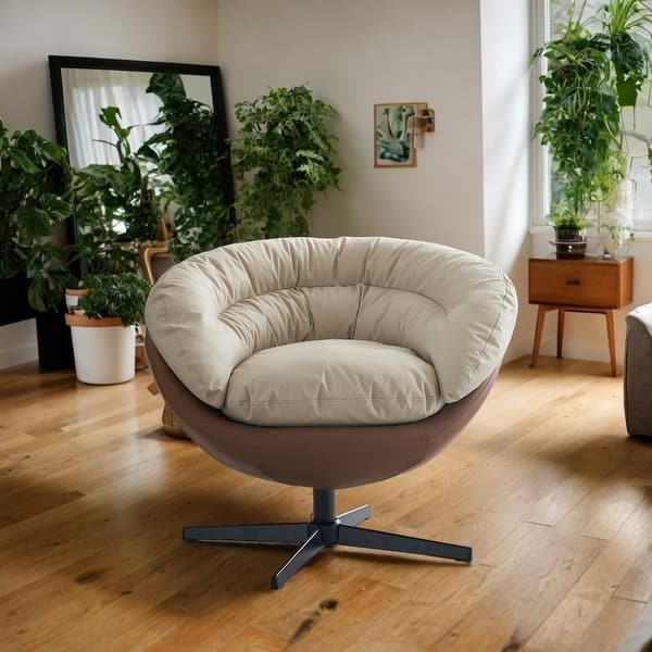 Comfy Two Tone Color Round Sofa Chair with Plump Seat for Living Room ...