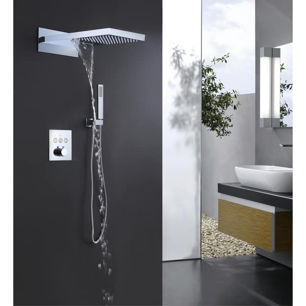 Luxury Thermostatic 3-Way Complete Rain and Waterfall Shower System ...