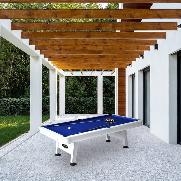 Alpine 8-ft Outdoor Pool Table with Aluminum Rails, Waterproof Felt ...